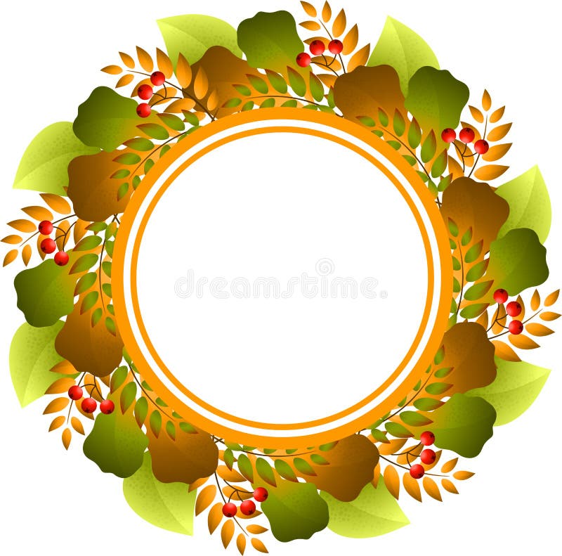 Autumnal Round Frame. Wreath of Autumn Leaves. Background with ...