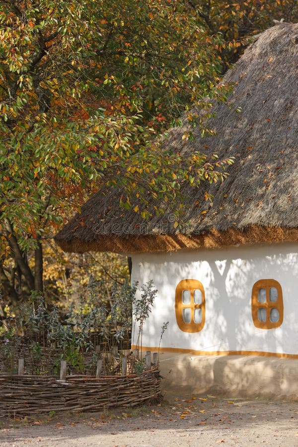 Autumnal Scenery. Ukrainian Hut. Stock Image - Image of natural ...