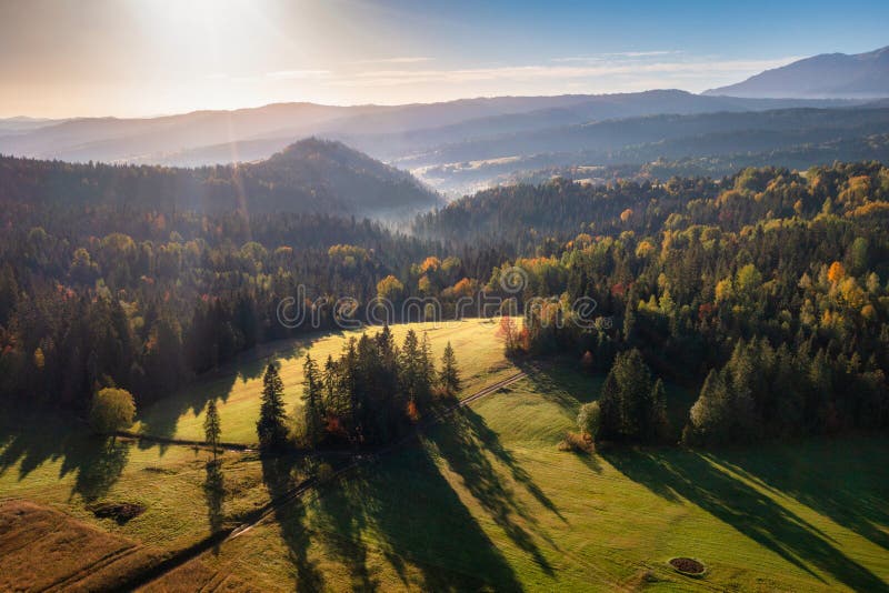 Autumnal Scenery Under the Tatra Mountains, Lapszanka. Poland Stock ...