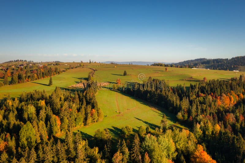 Autumnal Scenery Under the Tatra Mountains, Lapszanka. Poland Stock ...