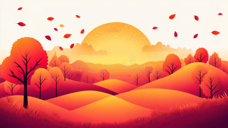 Autumnal Sunrise Landscape Pixel Art Stock Illustration - Illustration ...