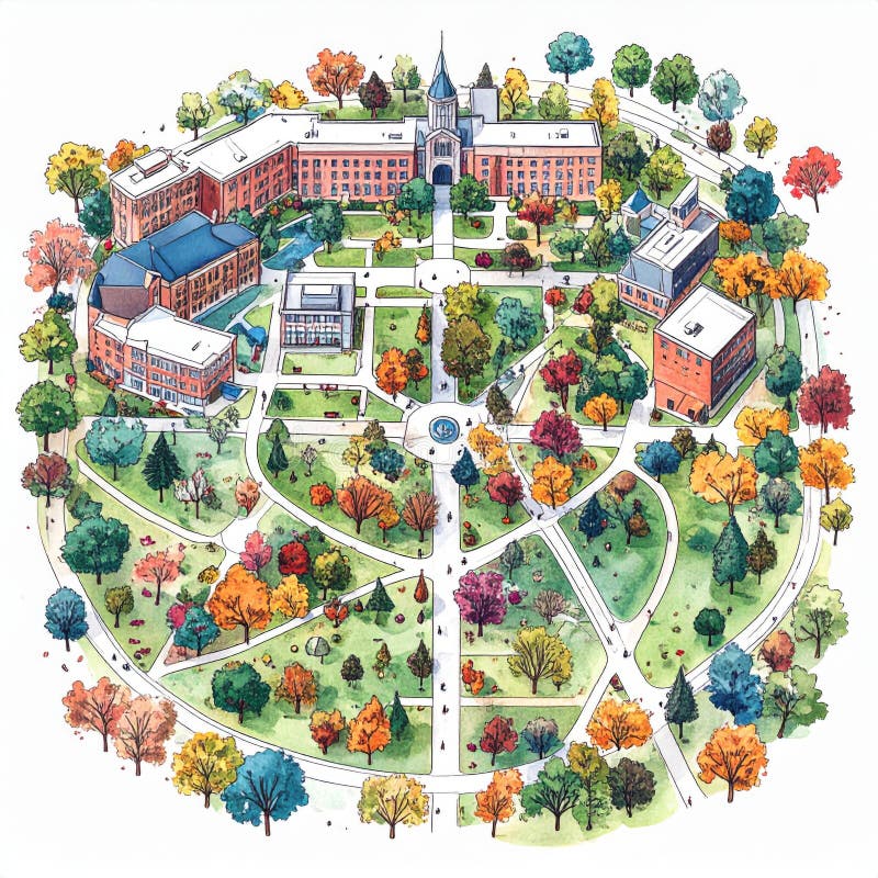 Watercolor Campus Map Illustration Stock Illustrations – 5 Watercolor ...