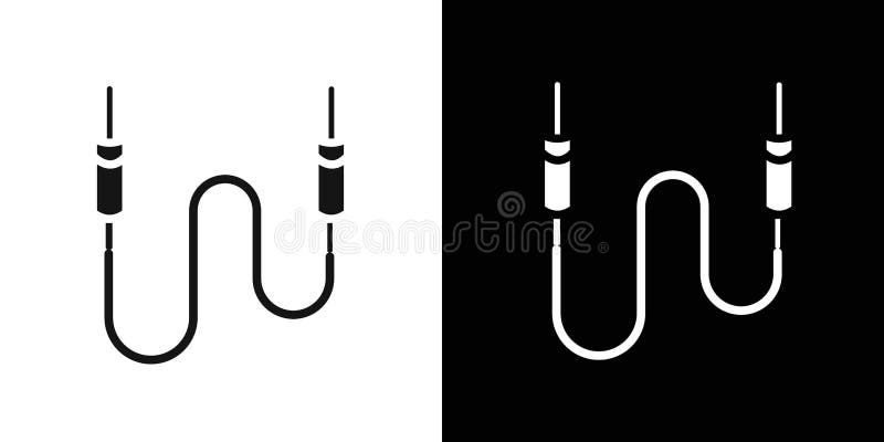AUX Cable Icon Flat Vector Set Outline Stock Vector - Illustration of ...