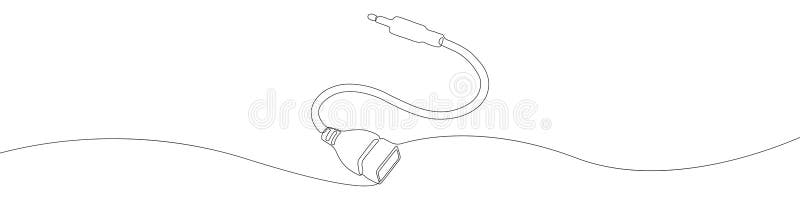 Aux USB Adapter Icon Line Continuous Drawing Vector. One Line Aux USB ...