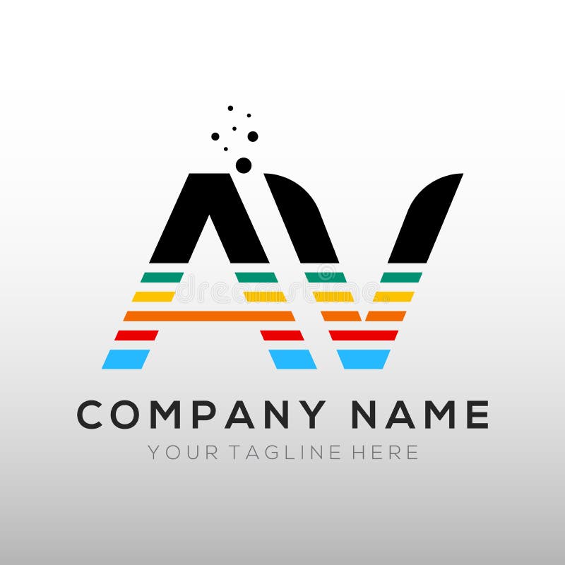 AV Colorful Lines Letter Logo Design . Stock Vector - Illustration of ...