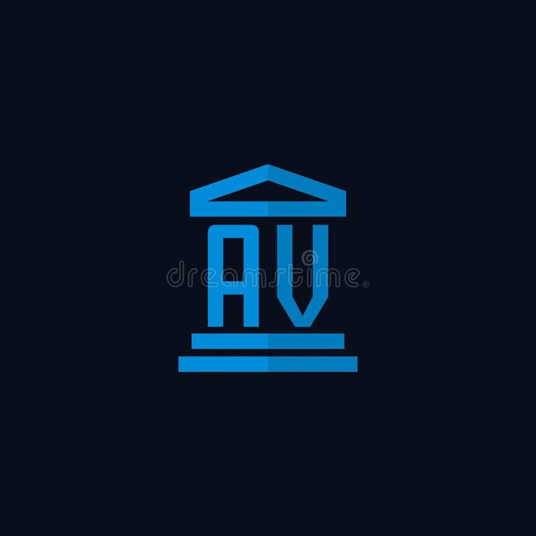 AV Initial Logo Monogram with Simple Courthouse Building Icon Design ...