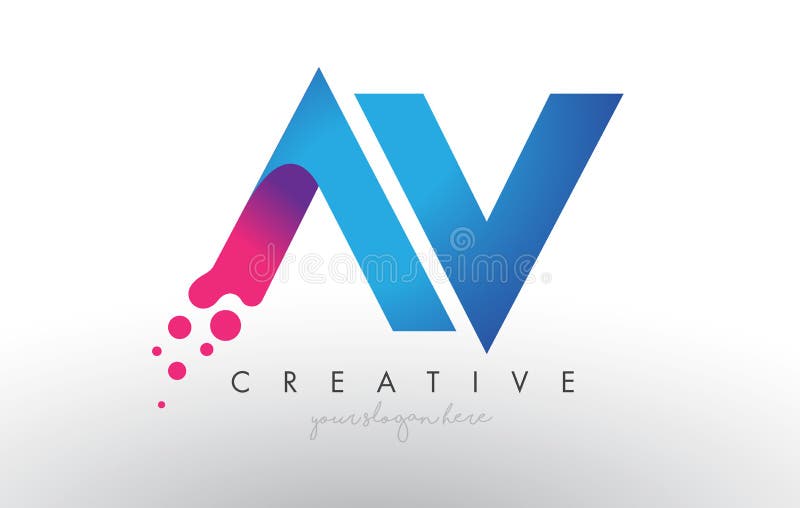 AV Letter Design with Creative Dots Bubble Circles and Blue Pink Colors ...