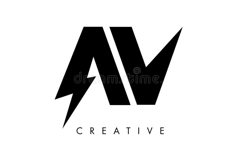 AV Letter Logo Design with Lighting Thunder Bolt. Electric Bolt Letter ...
