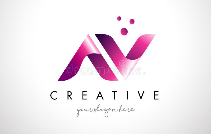 AV Letter Logo Design with Purple Colors and Dots Stock Vector ...
