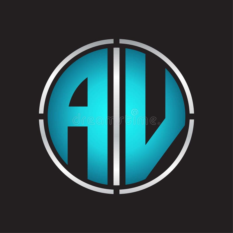 AV Logo Initial with Circle Line Cut Design Template on Blue Colors ...