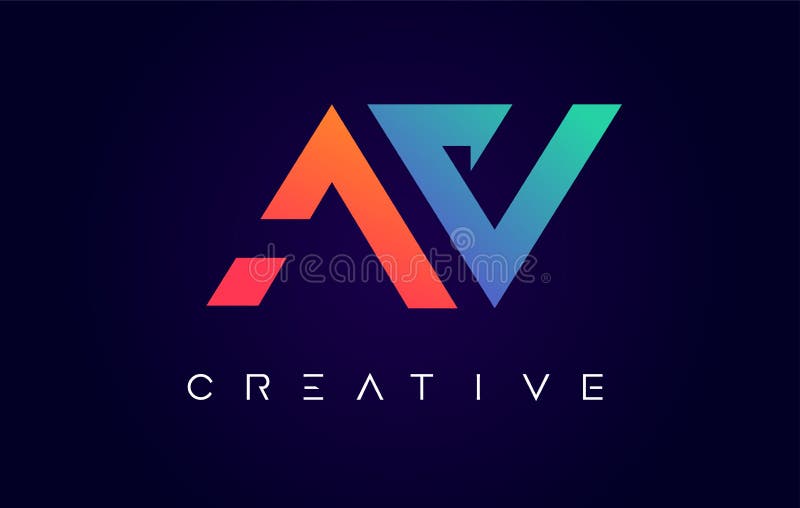 AV Logo Letter Design with Modern Creative Concept and Orange Blue ...