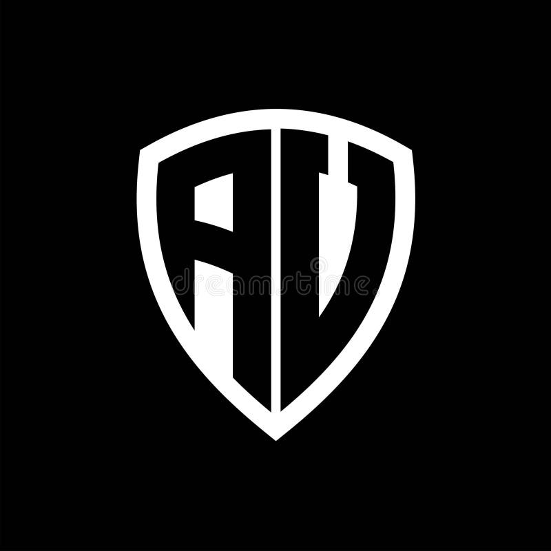 AV Monogram Logo with Bold Letters Shield Shape with Black and White ...