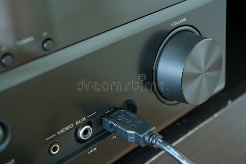 AV-Receiver with USB Cable Inserted Stock Image - Image of interconnect ...