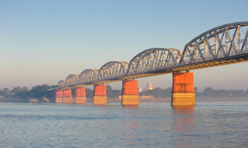 Ava Bridge, Mandalay, Myanmar Stock Image - Image of landscape ...