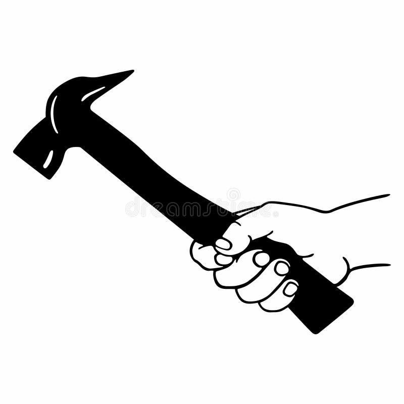 Big Hammer with a Long Handle in Hand Stock Vector - Illustration of ...