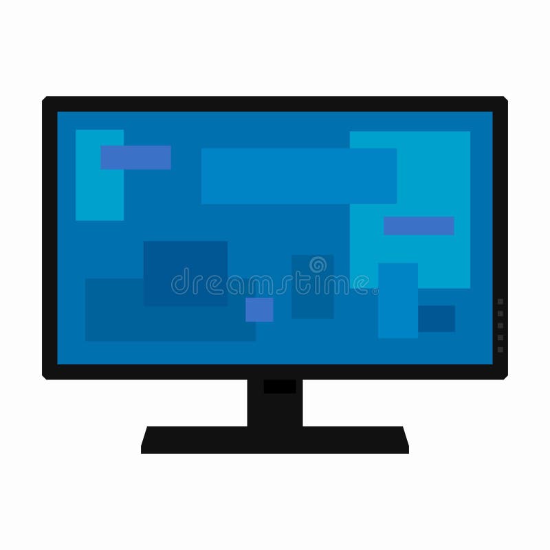 Computer Monitor, Pixel Flat Design Stock Vector - Illustration of ...