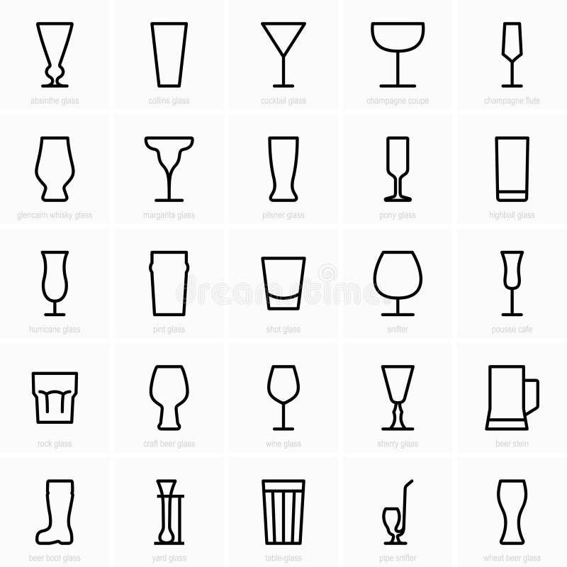 Bar glasses icons stock vector. Illustration of glassware - 144050416