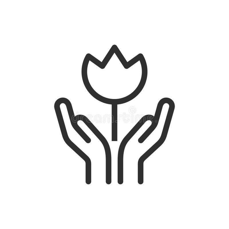 Flower between two hands stock vector. Illustration of nature - 144080130