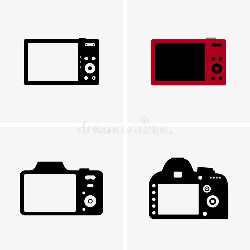Photo cameras` back view stock vector. Illustration of silhouette ...