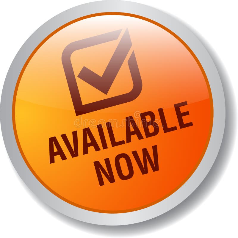 Available now web button stock illustration. Illustration of center ...