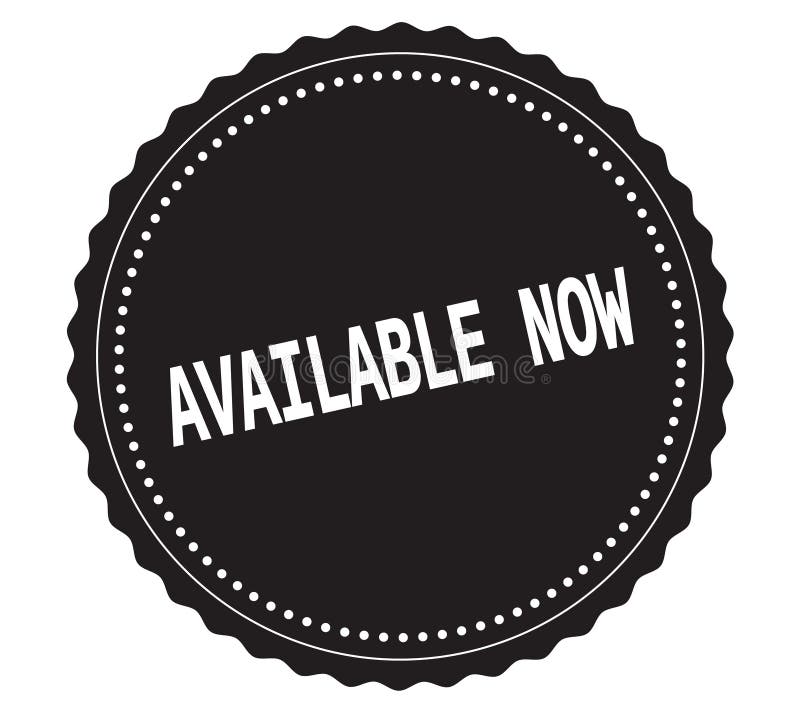 AVAILABLE-NOW Text, on Black Sticker Stamp. Stock Illustration ...