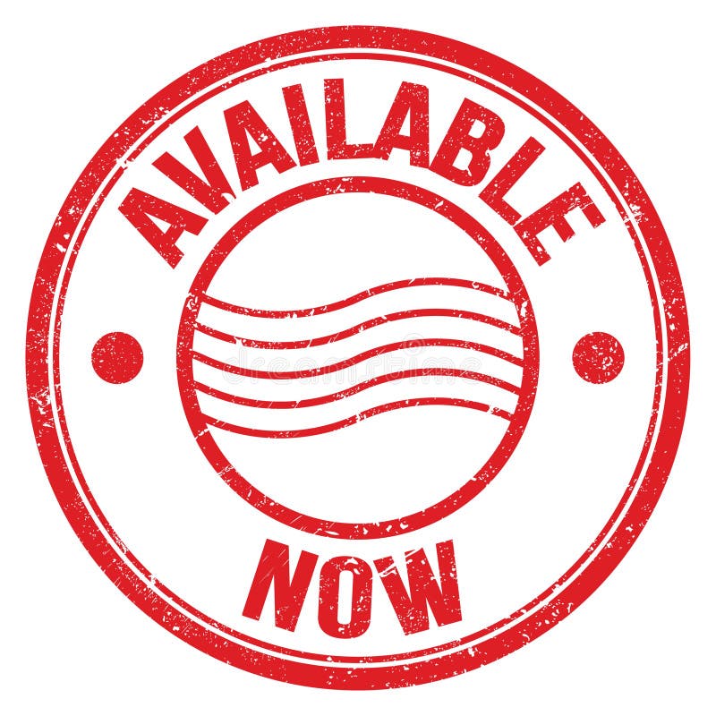 AVAILABLE NOW Text on Red Round Postal Stamp Sign Stock Illustration ...