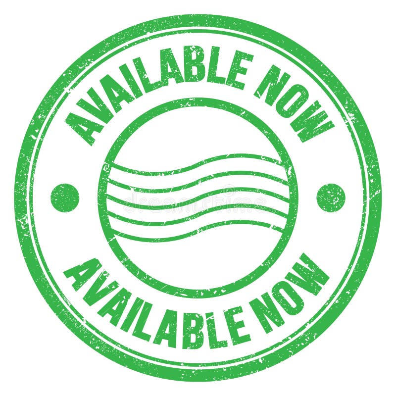 AVAILABLE NOW Text Written on Green Round Postal Stamp Sign Stock ...