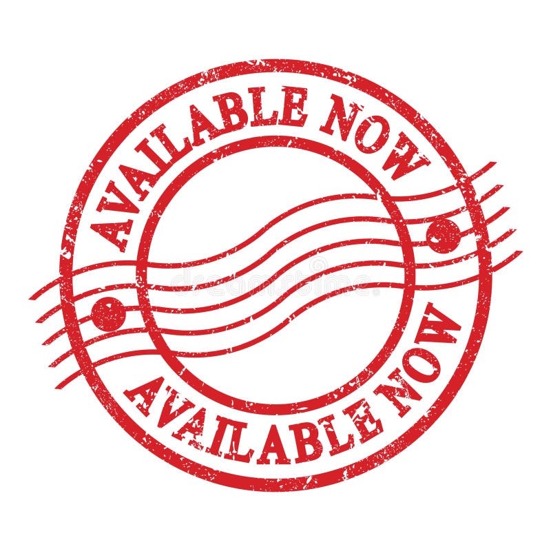 AVAILABLE NOW, Text Written on Red Postal Stamp Stock Illustration ...