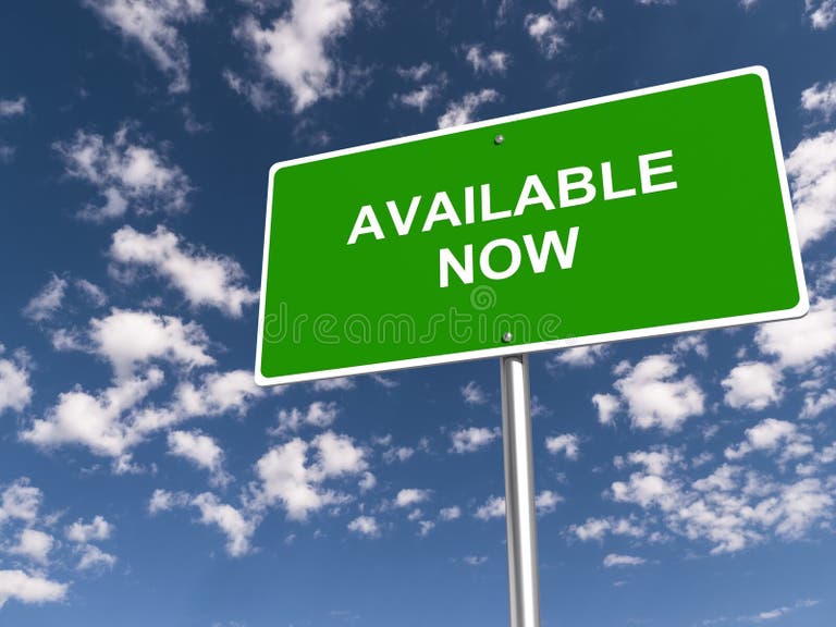 Available Now Traffic Sign on Blue Sky Stock Illustration ...