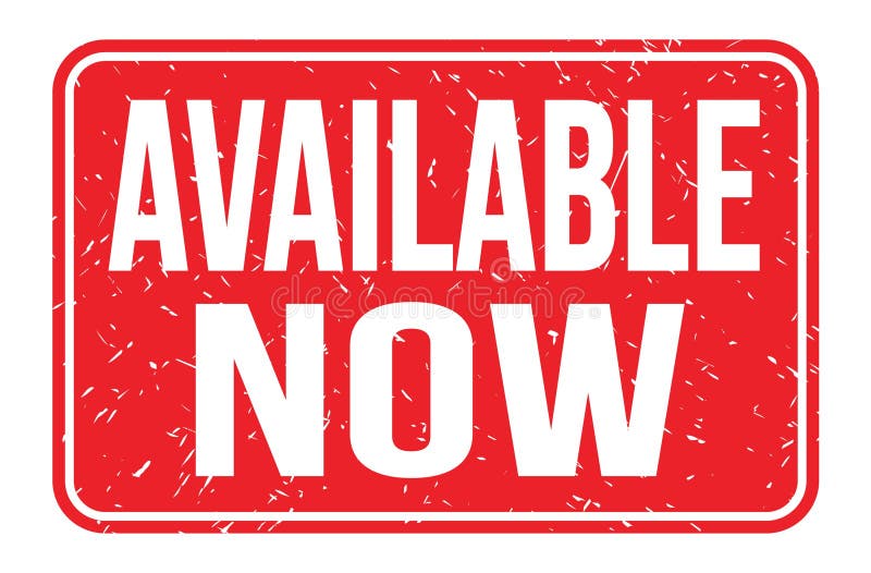 AVAILABLE NOW, Words on Red Rectangle Stamp Sign Stock Illustration ...