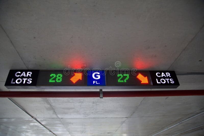 LED Sign Showing Unavailable Parking Lot Stock Image - Image of light ...