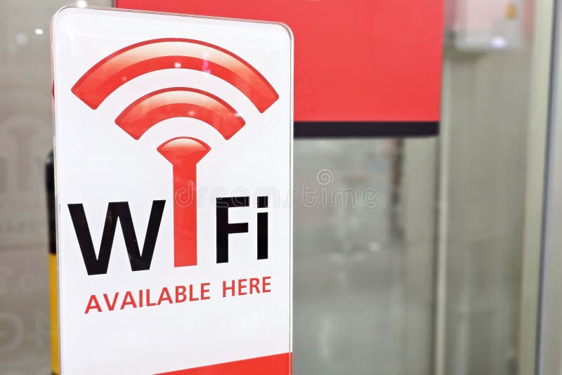 Available Wi Fi Sign on Glass Wall. Stock Photo - Image of website ...