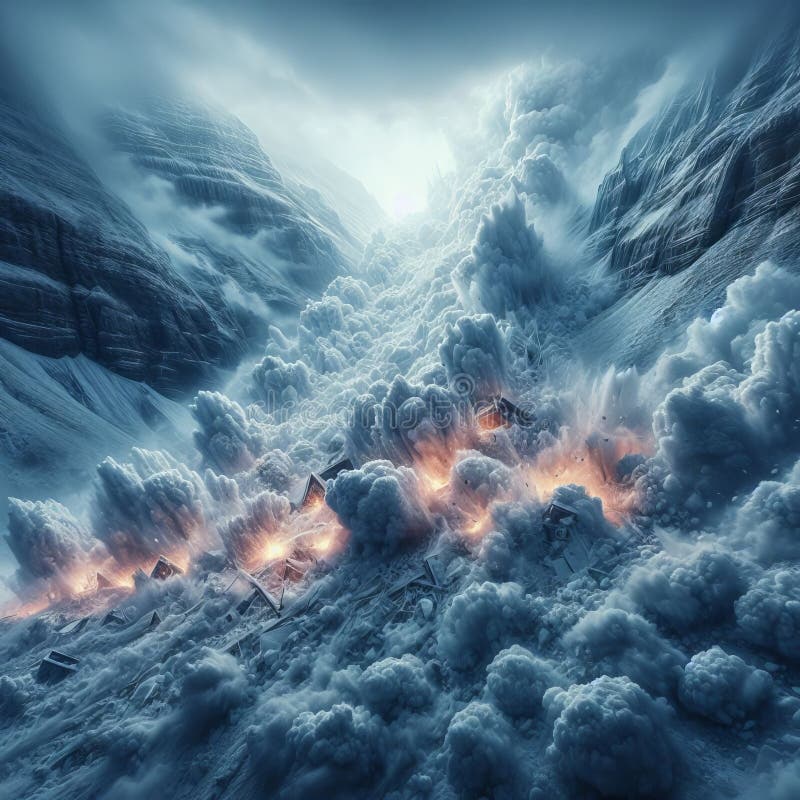 Avalanche Annihilation a Sudden and Rapid Flow of Snol Stock Image ...