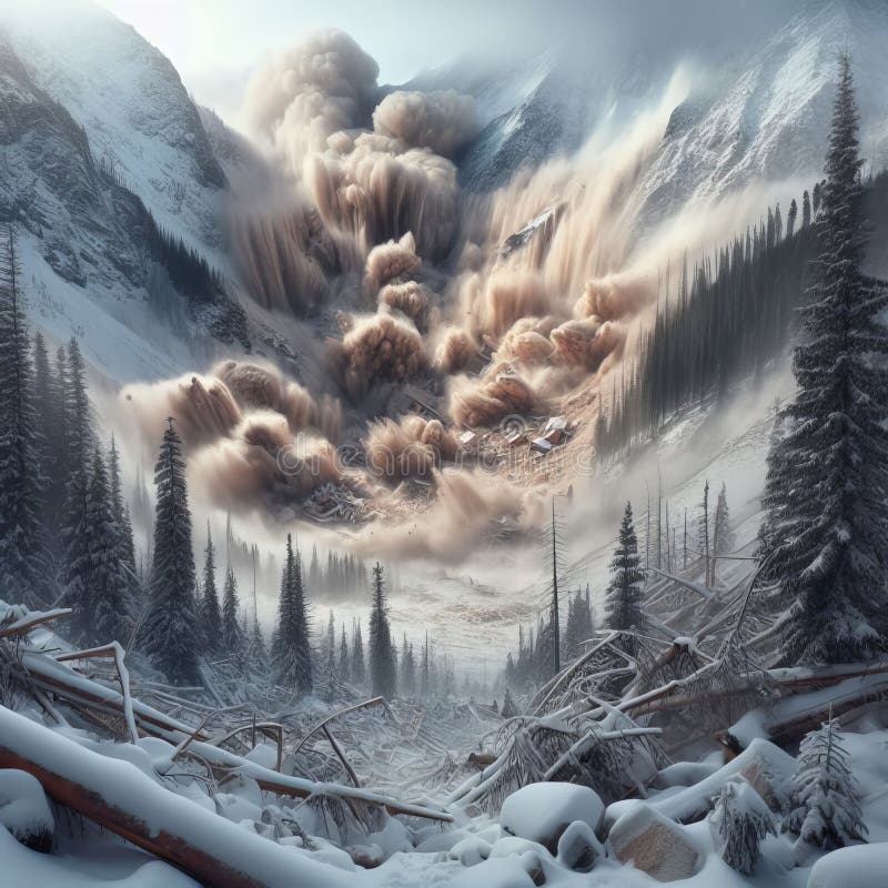 Avalanche Annihilation a Sudden and Rapid Flow of Snol Stock Photo ...