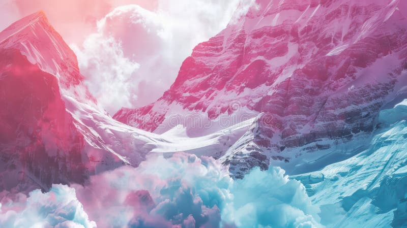 Avalanche Cascading into a Deep Ravine Surrounded by Icy Terrain. Stock ...