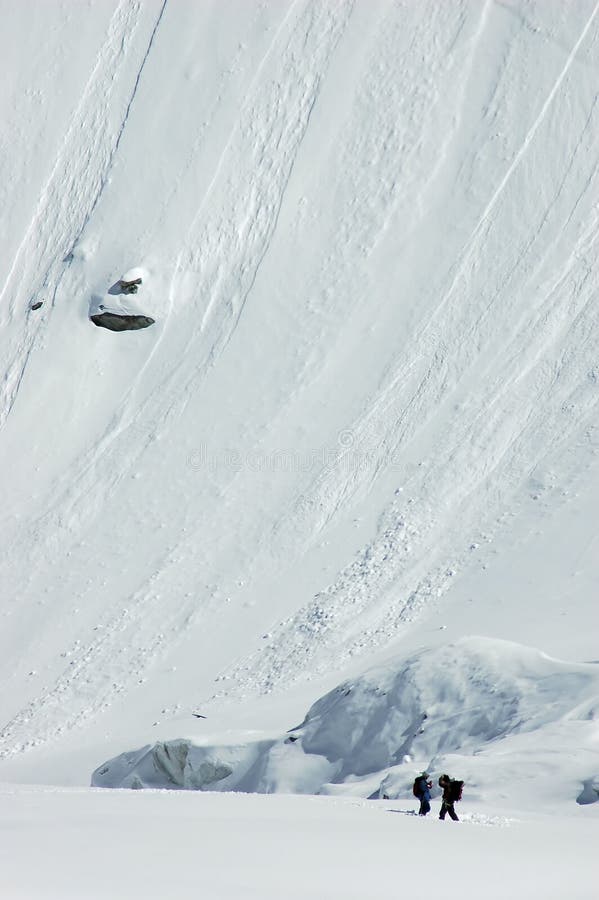 Avalanche Risk Zone. Landscape with Dramatic Cliff Side on Snowy ...