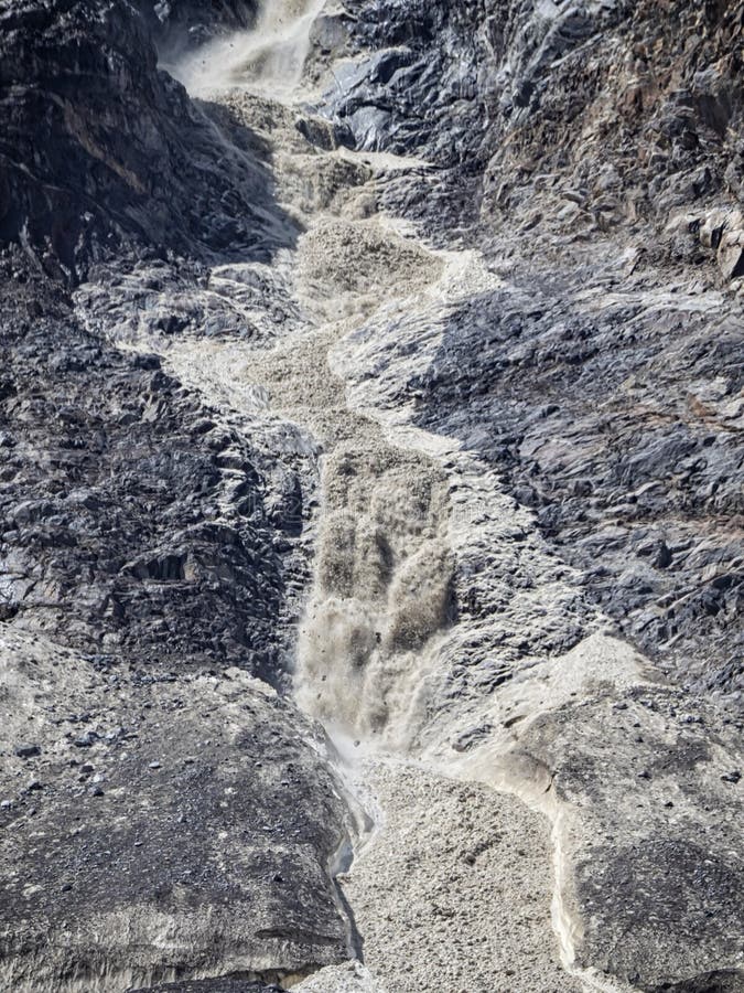 Avalanche Scene in the Glacier of Belvedere in the Italian Alps Stock ...