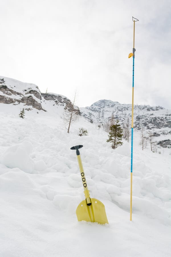 Avalanche Shovel and Probe. Stock Image - Image of equipment, back ...