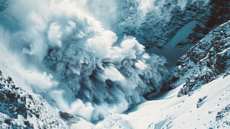 Avalanche Sliding through Frozen Wilderness in Harsh Winter Conditions ...