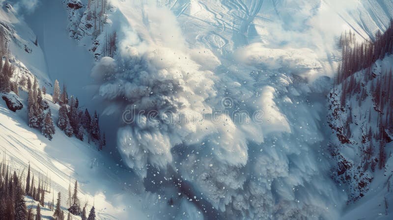 Avalanche Sliding through Frozen Wilderness in Harsh Winter Conditions ...