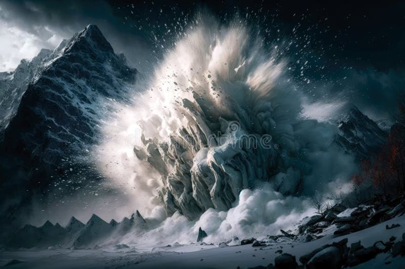 Avalanche Snow Mountains Art Ai. Generative AI Stock Illustration ...