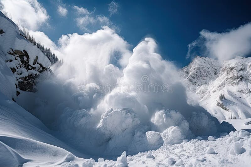 Avalanche of Snow with Sky in the Background Stock Illustration ...