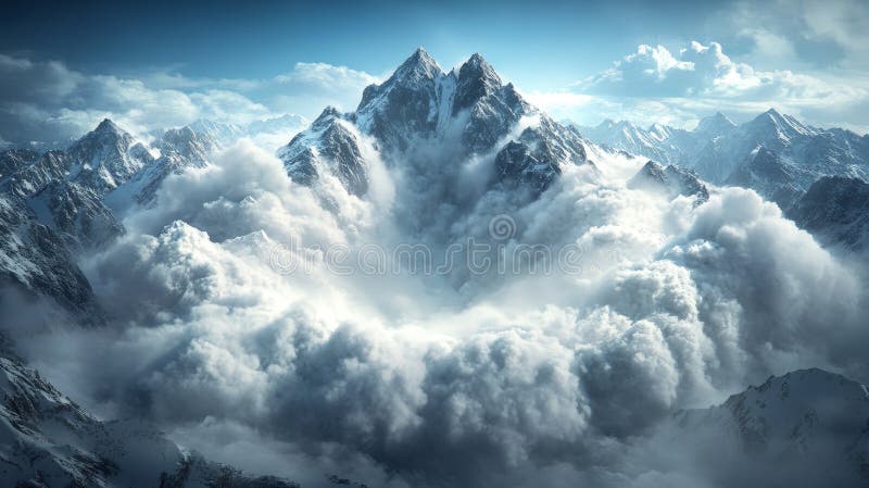 Avalanche on a Snowy Mountain: Natures Unpredictable Power and Force ...