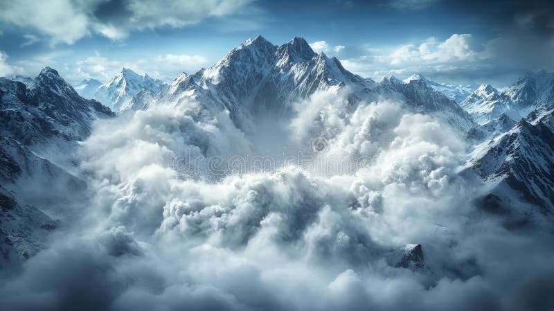 Avalanche on a Snowy Mountain: Natures Unpredictable Power and Force ...