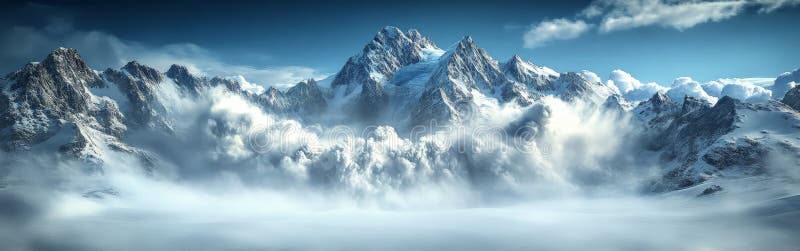 Avalanche on a Snowy Mountain: Natures Unpredictable Power and Force ...