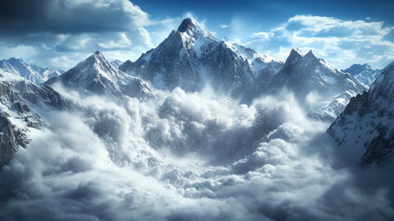 Avalanche on a Snowy Mountain: Natures Unpredictable Power and Force ...