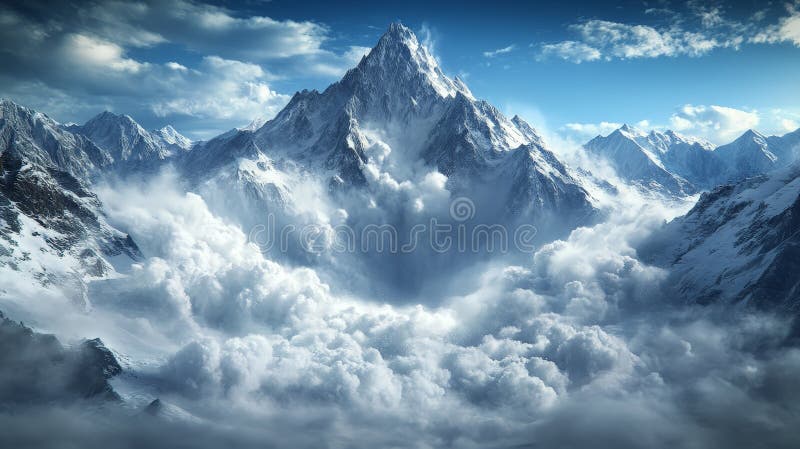 Avalanche on a Snowy Mountain: Natures Unpredictable Power and Force ...