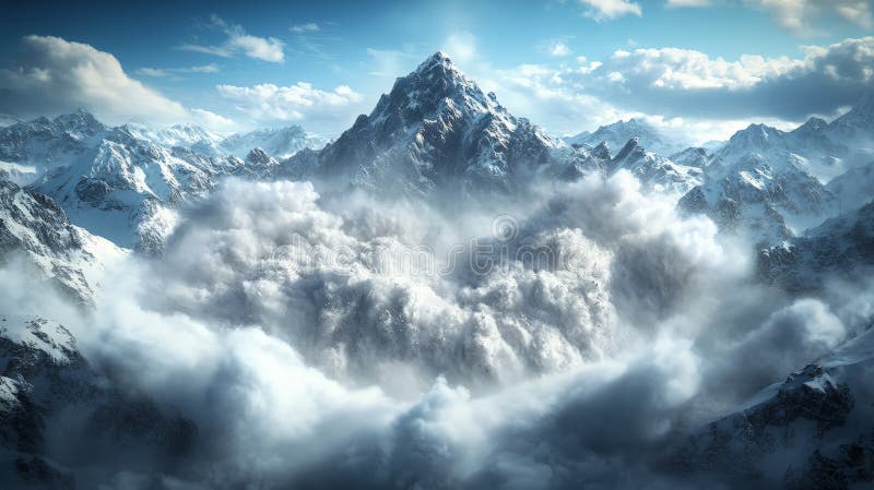 Avalanche on a Snowy Mountain: Natures Unpredictable Power and Force ...