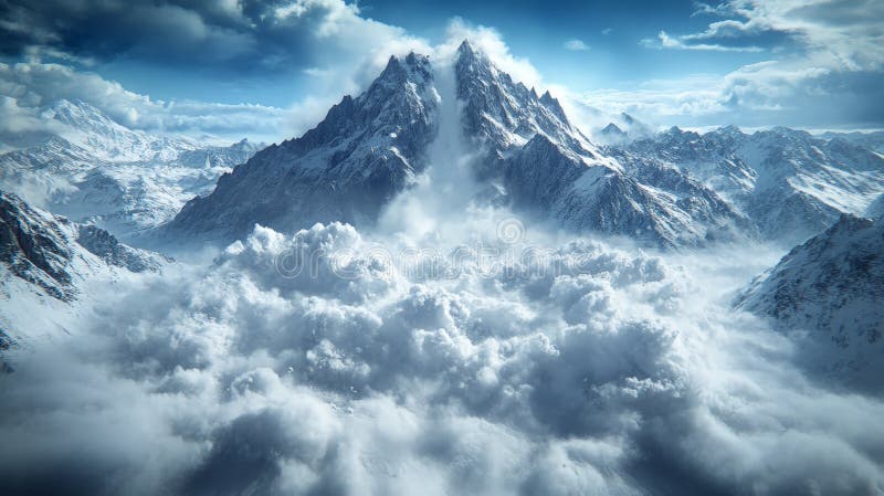 Avalanche on a Snowy Mountain: Natures Unpredictable Power and Force ...