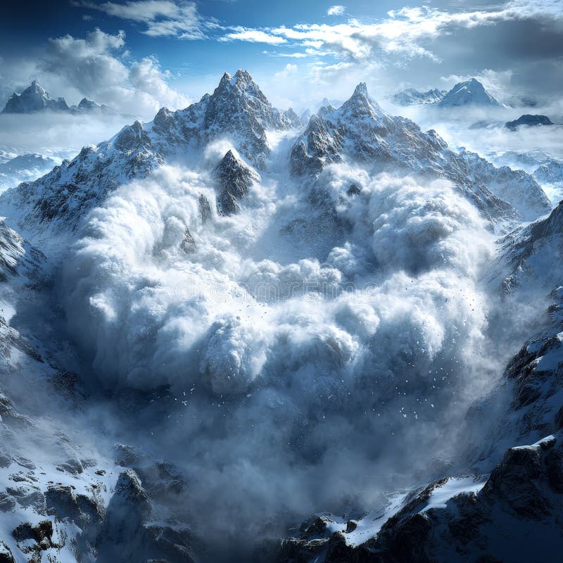 Avalanche on a Snowy Mountain: Natures Unpredictable Power and Force ...